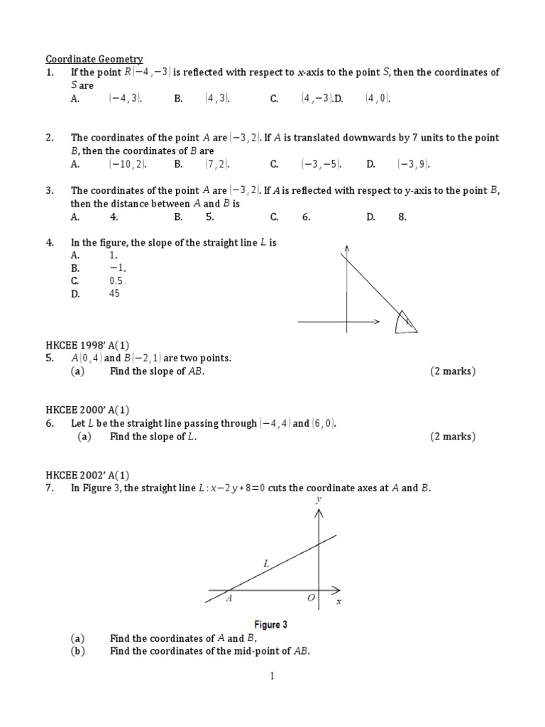 Coordinate Geometry (S3) 2019-20 | PDF | Cartesian Coordinate System ...