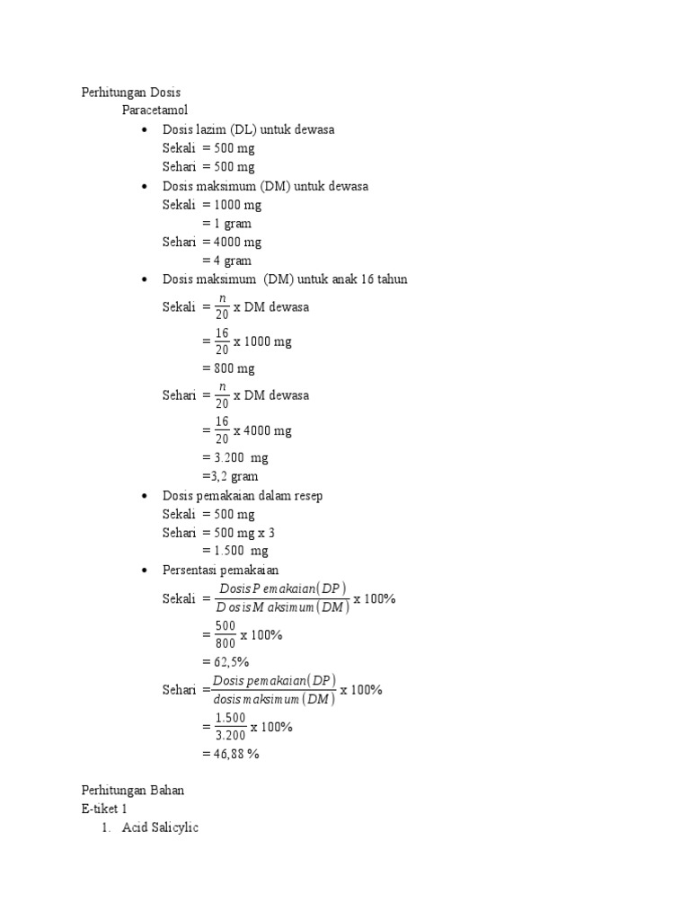 Perhitungan Dosis Dan Bahan Pulvis | PDF