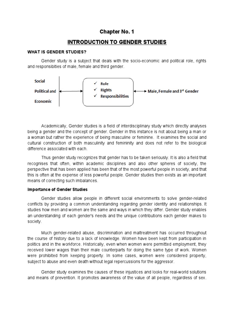 Chapter No. 1 Introduction To Gender Studies | PDF | Women's Studies ...