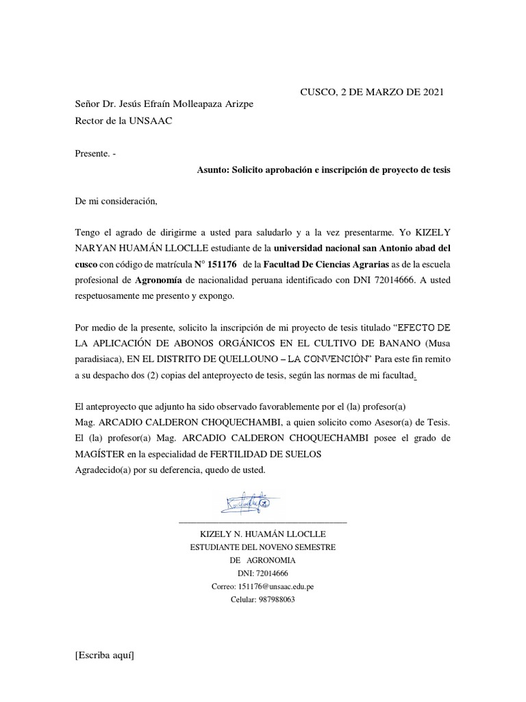 Solicitud para El Rector | PDF