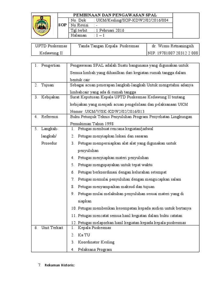 Sop Pembinaan Dan Pengawasan Spal | PDF