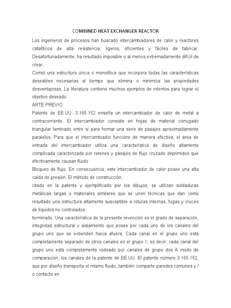 Combined Heat Exchanger Reactor | PDF | Motor a reacción | Calor