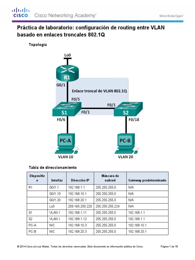 5.1.3.7 Lab - Configuring 802.1Q Trunk-Based Inter-VLAN Routing | Descargar gratis PDF ...
