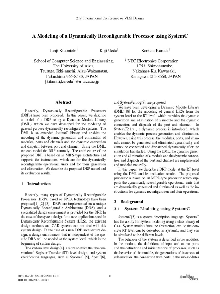 A Modeling Of A Dynamically Reconfigurable Processor Using Systemc