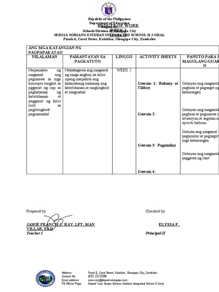 Bow Esp 10 WK 2 | PDF