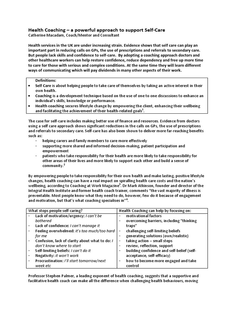 Health Coaching - A Powerful Approach To Support Self-Care: Bothered ...
