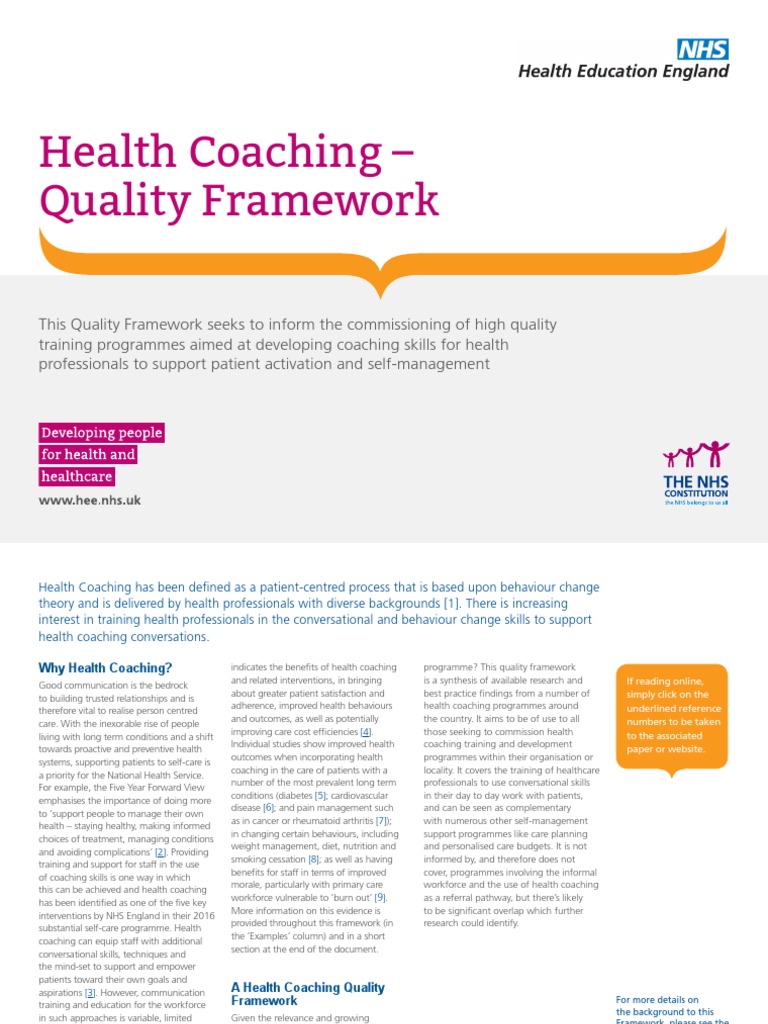Health Coaching Quality Framework | PDF | Evidence Based Medicine ...