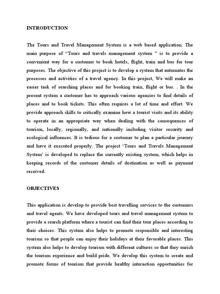 Travel Management System | PDF | Tourism | Computer Science