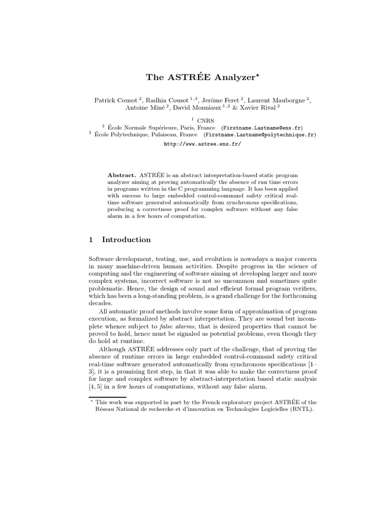 ASTREE Analyzer | PDF | Rounding | Function (Mathematics)