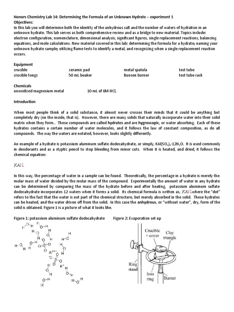 Honors Chemistry Hydrate Lab | PDF | Technology & Engineering