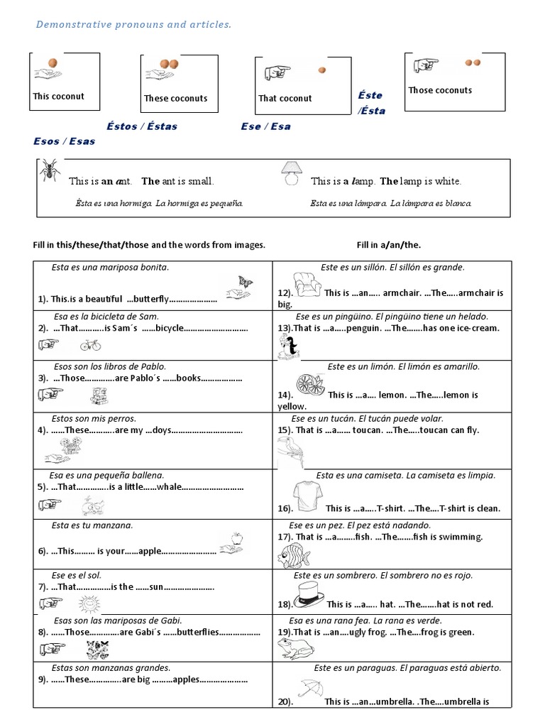 Worksheet Demonstrative Pronouns | PDF | Naturaleza