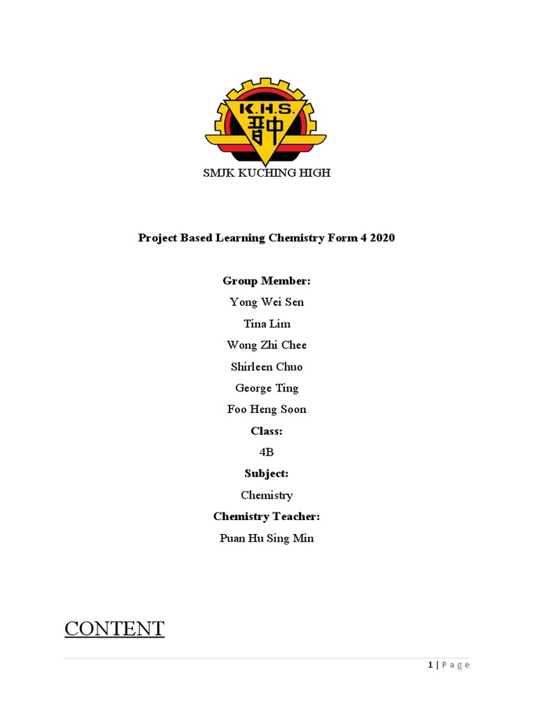 Chemistry PBL 2020 | PDF | Pickling | Salt (Chemistry)