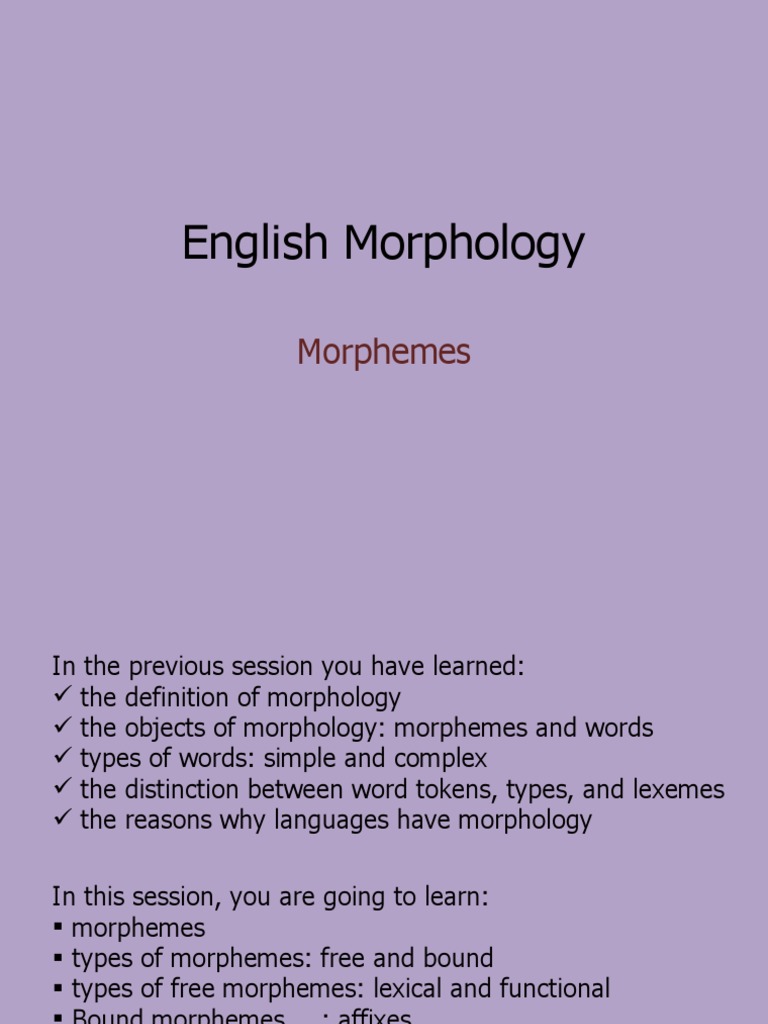 Morphology Week 2 | PDF | Morphology (Linguistics) | Part Of Speech