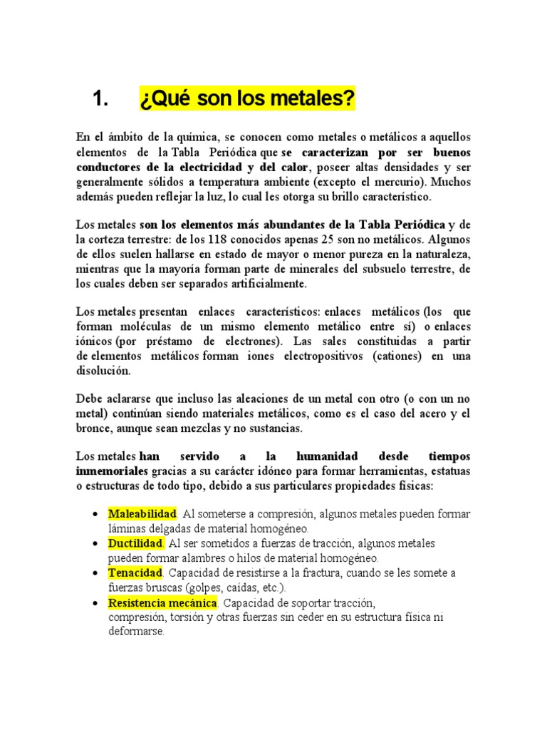 Que Son Los Metales | PDF | Rieles | Elementos químicos