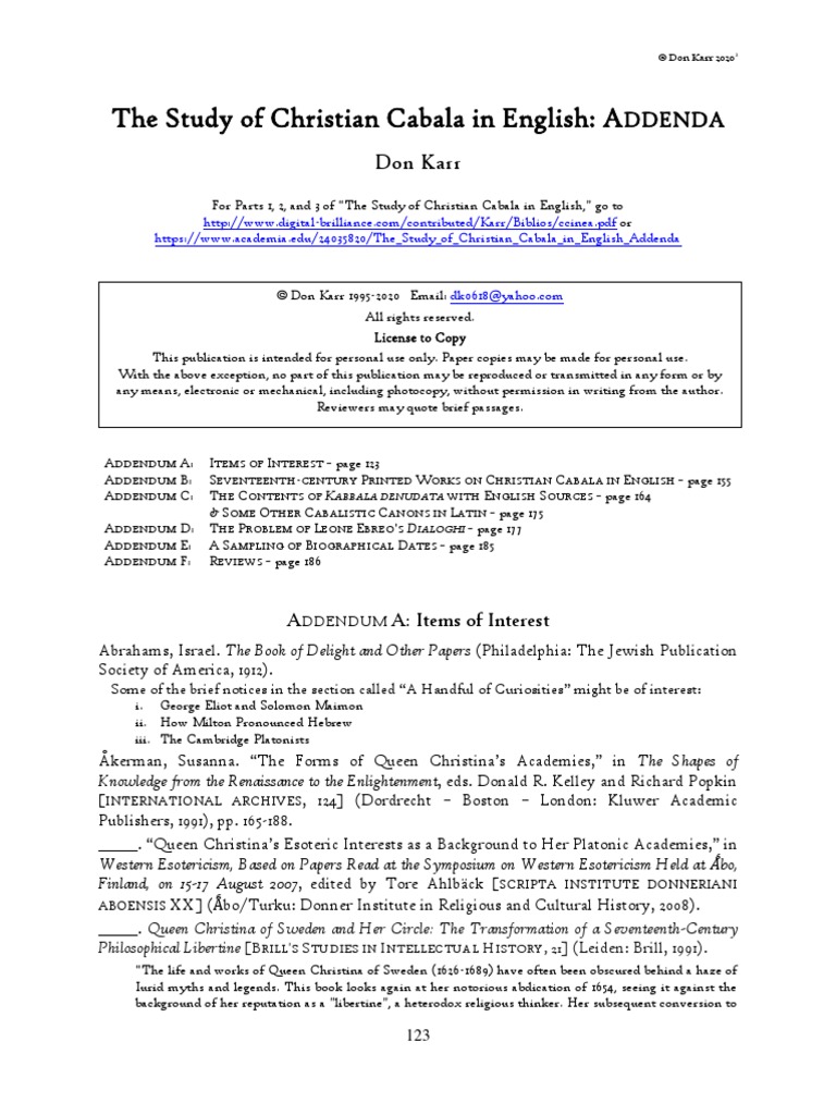 The Study of Christian Cabala in English | PDF | Kabbalah | Western ...