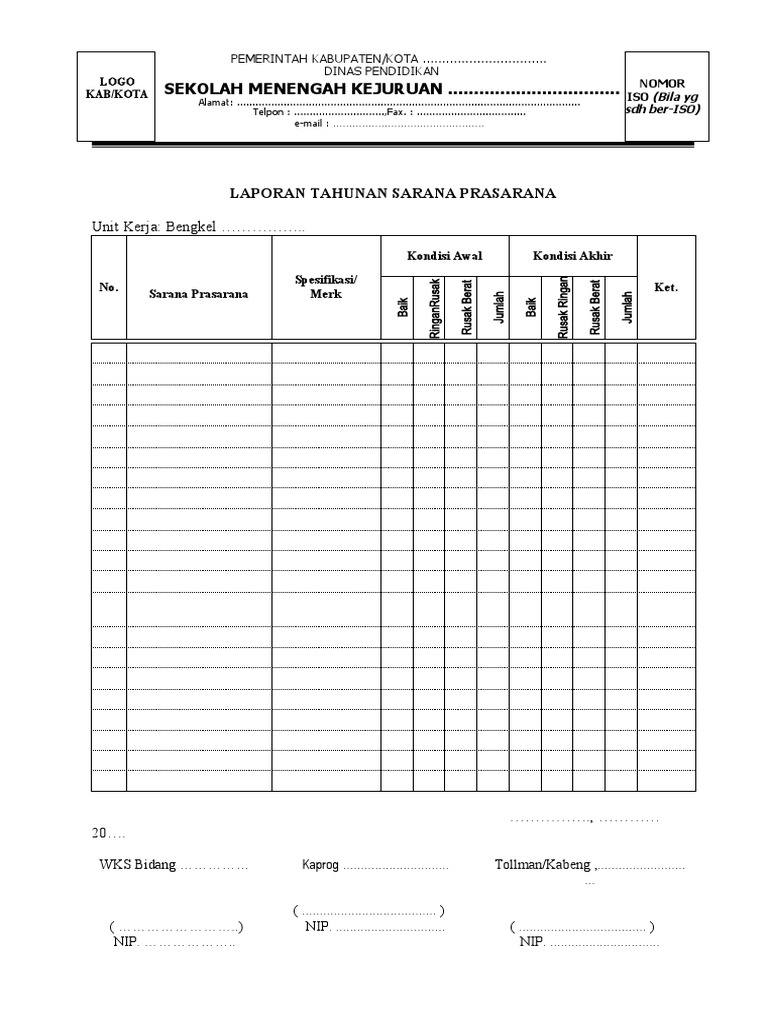 14 - Laporan Tahunan Sarana Prasarana | PDF