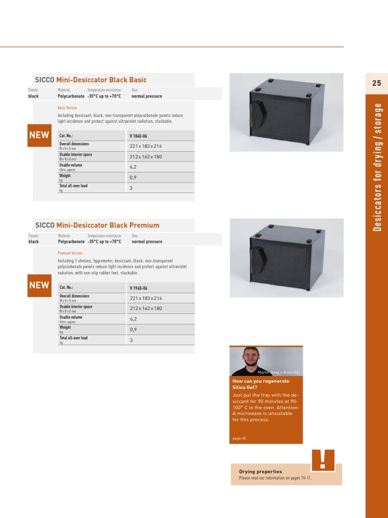 SICCO Mini-Desiccators Overview | PDF | Chemistry | Materials
