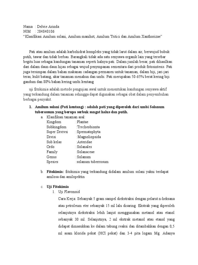 Amilum Solani Dan Amilum Manihot | PDF