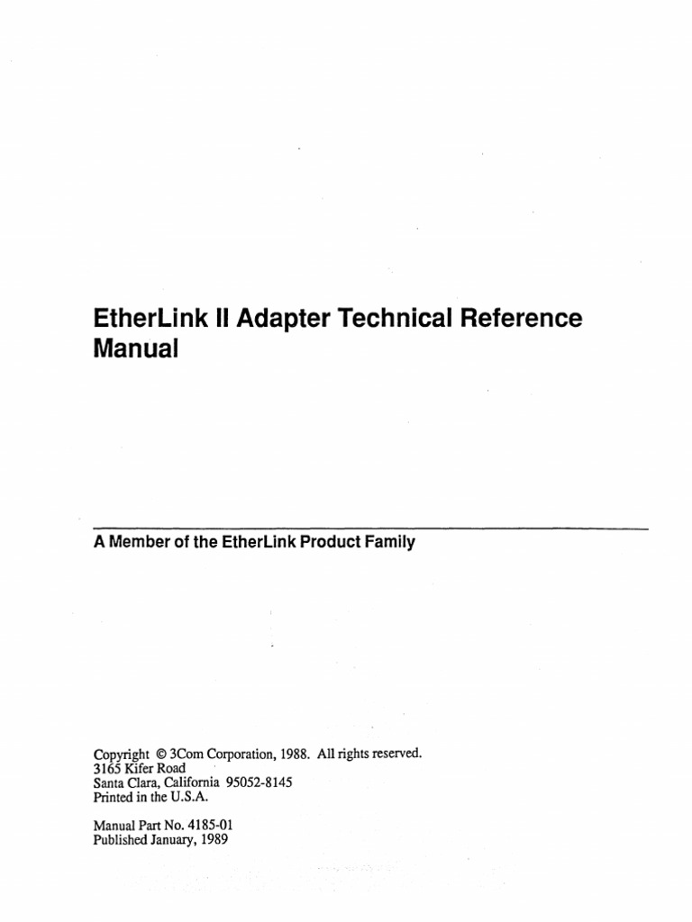 Etherlink Ii Adapter Technical Reference Manual: A Member of The Etherlink Product Family | PDF ...