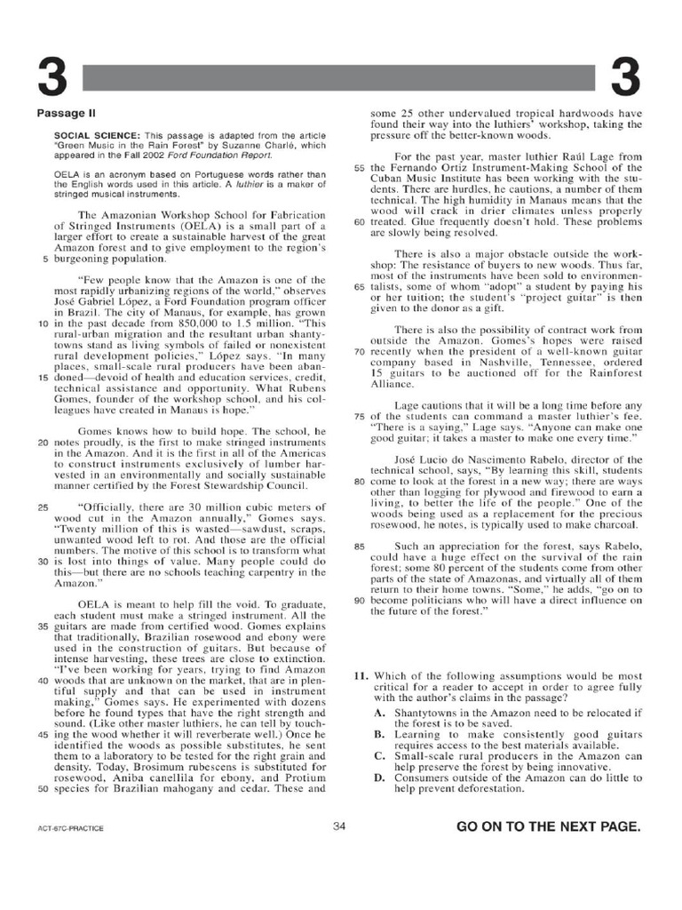 ACT Online Reading Practice | PDF