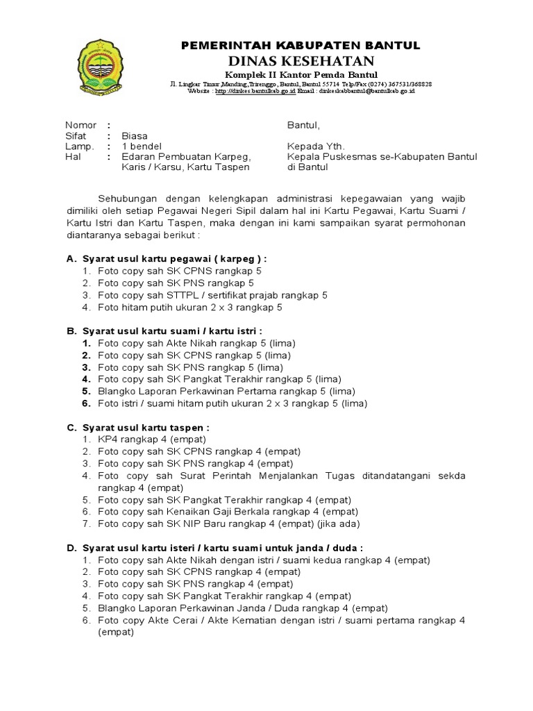 Syarat Usul Karpeg, Karis Karsu | PDF