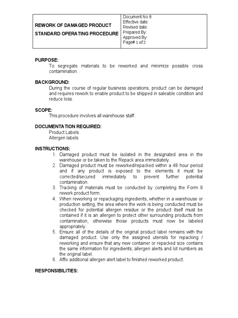 SOP For Rework | PDF | Business