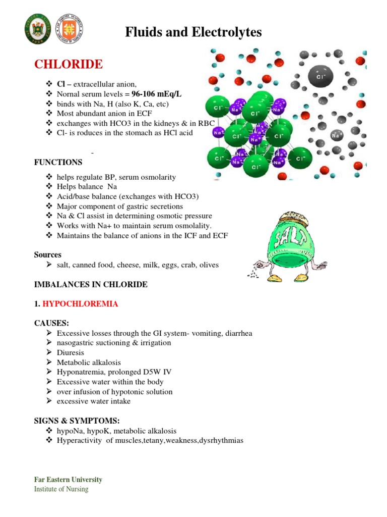 Chloride Imbalance in Nursing | PDF | Electrolyte | Chloride