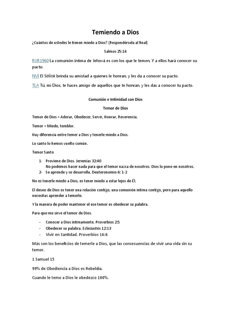 Temiendo A Dios | PDF | eucaristía | Dios