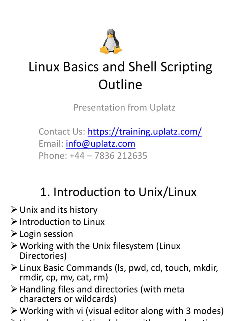 Linux Basics and Shell Scripting Outline | PDF