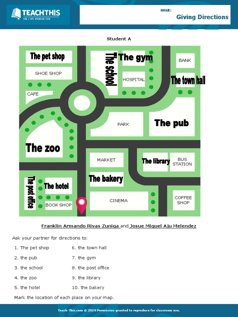 Giving Directions Student | PDF