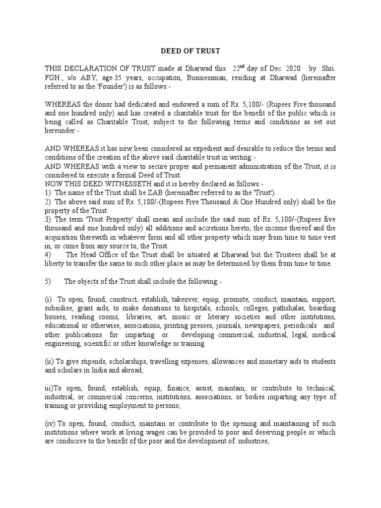 Deed of Trust | PDF | Trust Law | Trustee