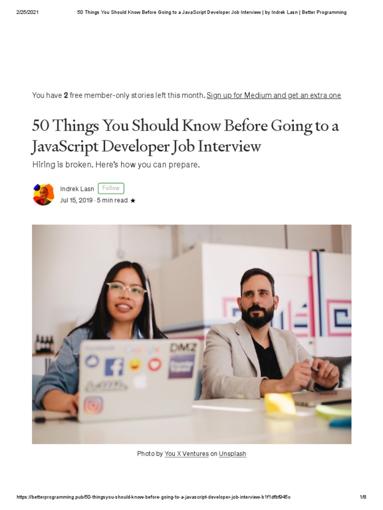 50 Things You Should Know Before Going To A JavaScript Developer Job ...