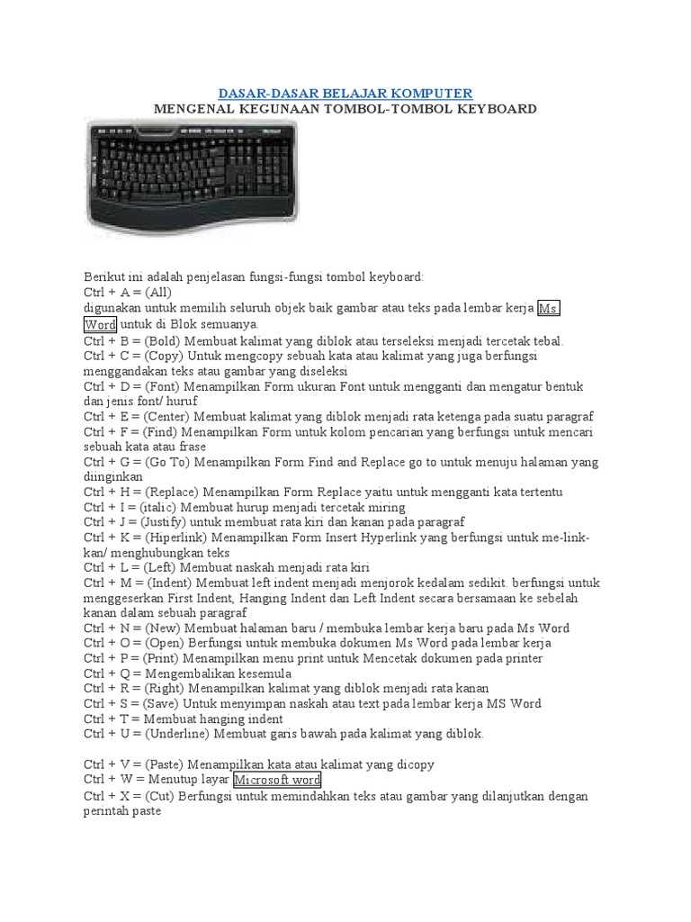 Mengenal Kegunaan Tombol-Tombol Keyboard | PDF