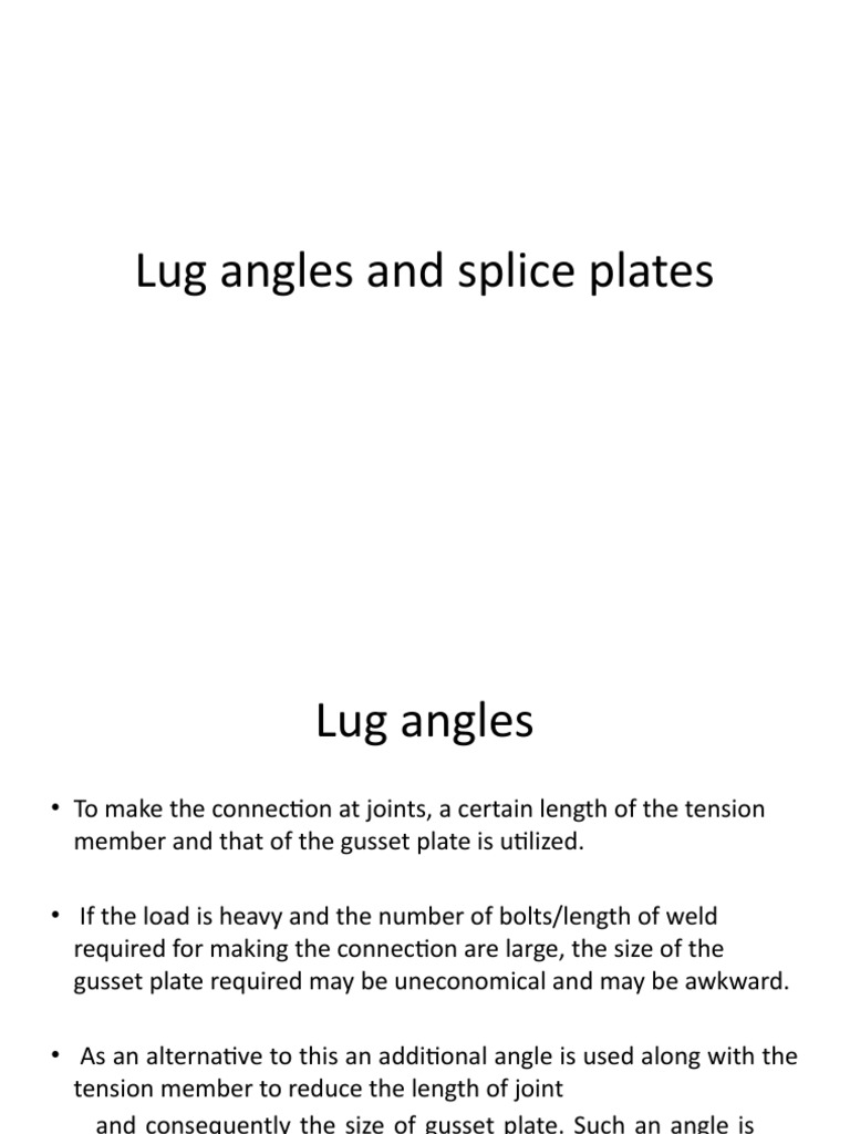 Lug Angles and Splice Plates in Tension Members | PDF | Mechanical ...