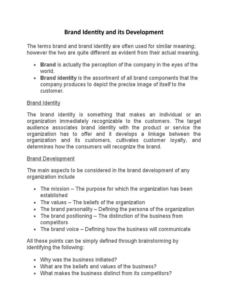 Brand Identity and Its Development | PDF | Career & Growth | Business
