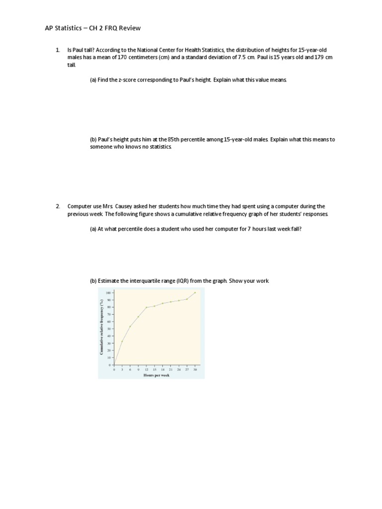 AP Statistics - CH 2 FRQ Review | PDF | Wellness | Science & Mathematics