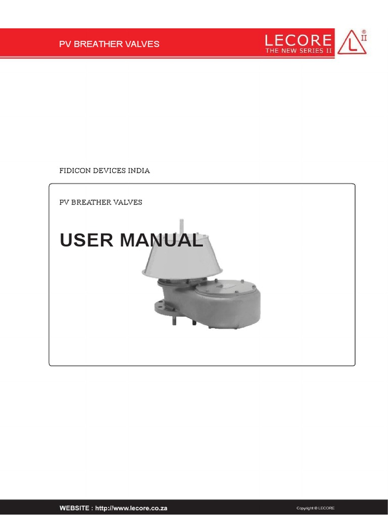 Lecore Manual PV Breather Valves | PDF | Valve | Vacuum