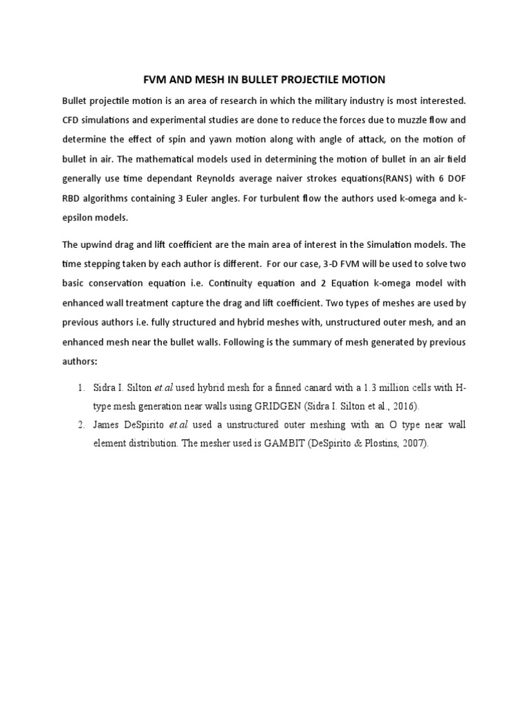 FVM and Mesh in Bullet Motion | PDF | Computational Fluid Dynamics ...