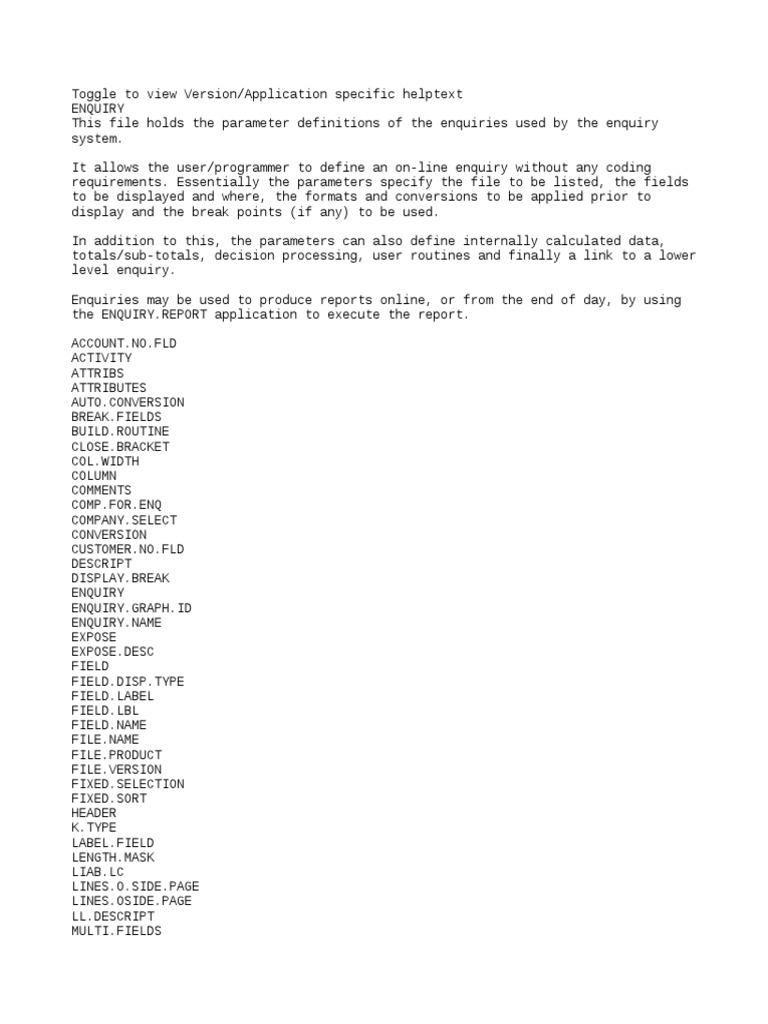 Helptext Enq | Download Free PDF | Computer File | Subroutine