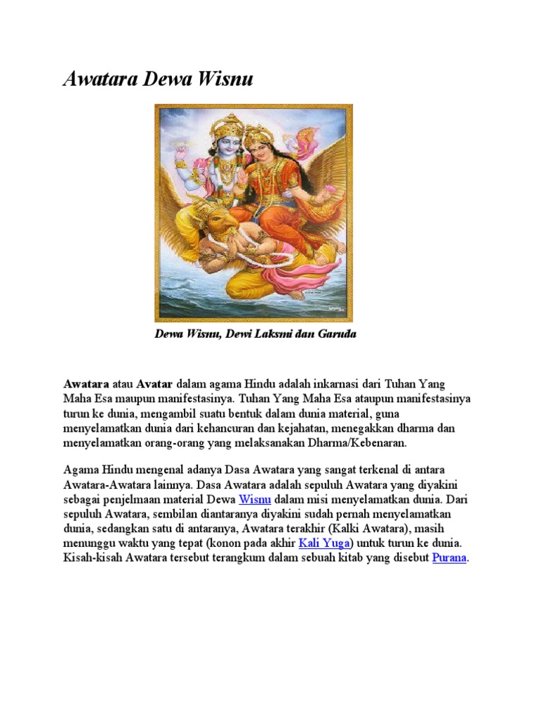 Awatara Dewa Wisnu | PDF | Ilmu Sosial | Sejarah