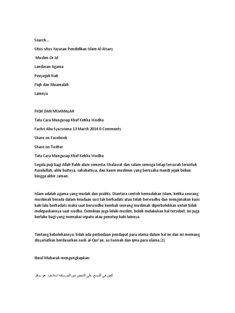 Tata Cara Mengusap Khuf | PDF | Ilmu Sosial | Pengembangan Diri