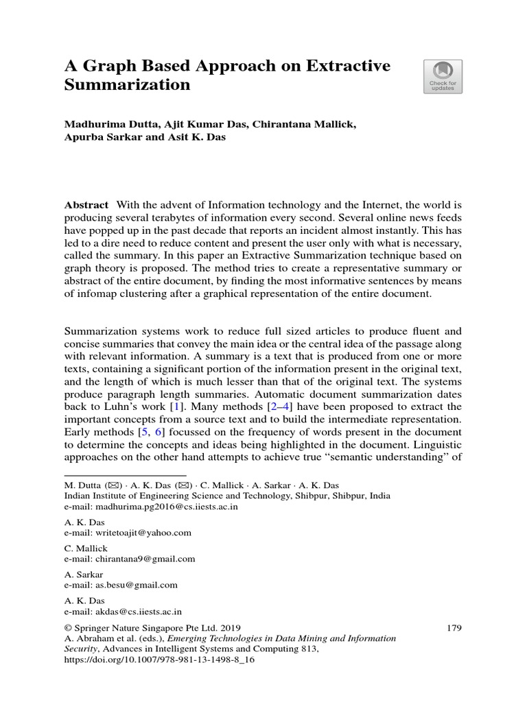 A Graph Based Approach On Extractive Summarization | PDF | Cognitive ...