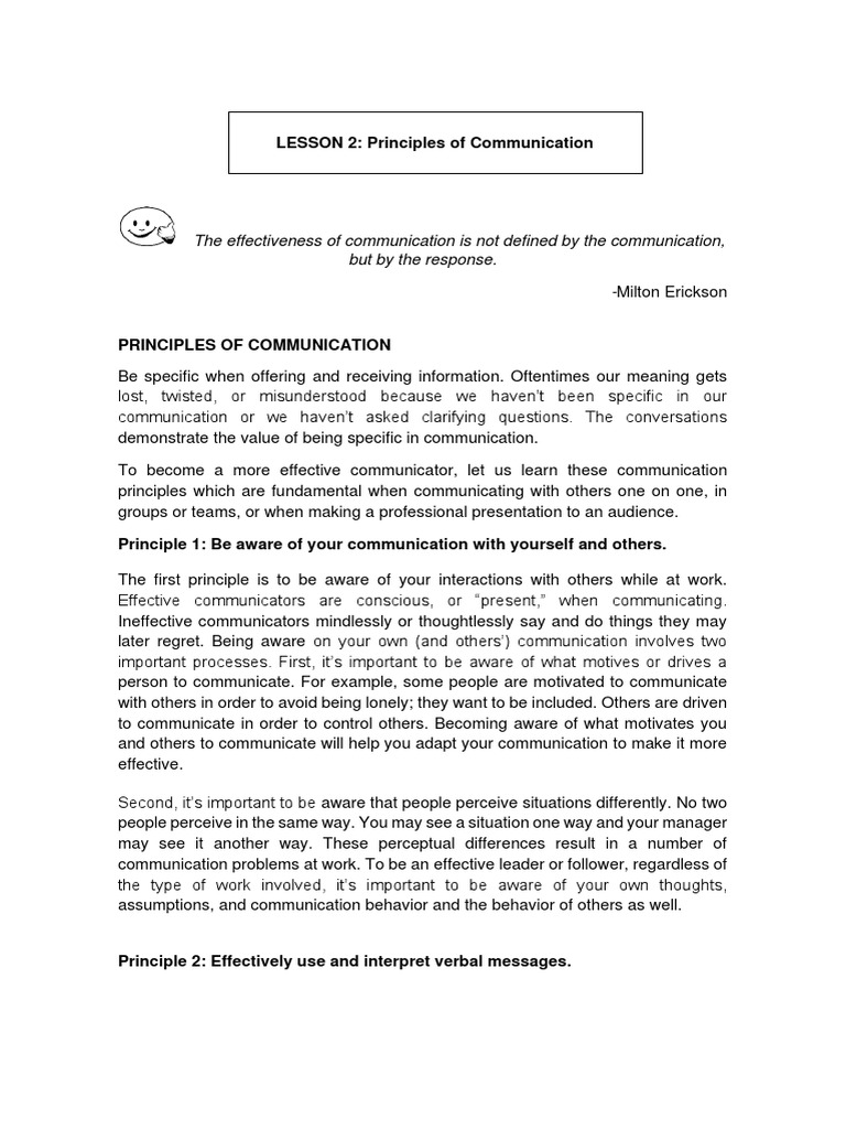 LESSON 2: Principles of Communication | PDF | Nonverbal Communication ...