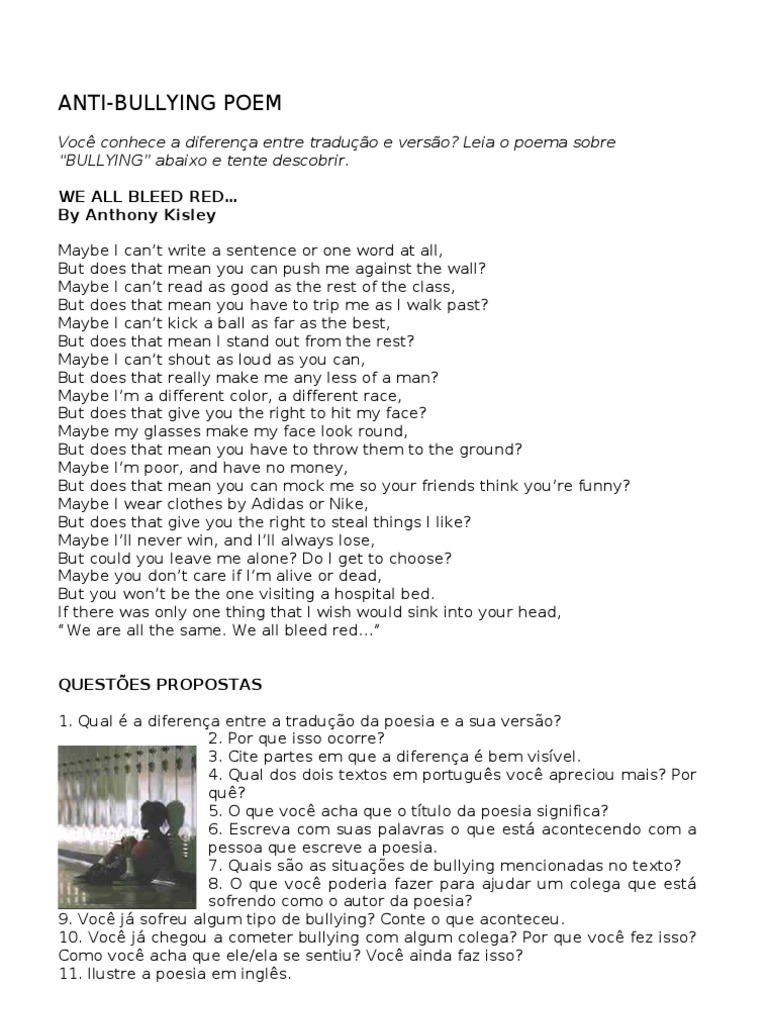 Bullying Poem | PDF | Assédio moral/bullying | Vermelho