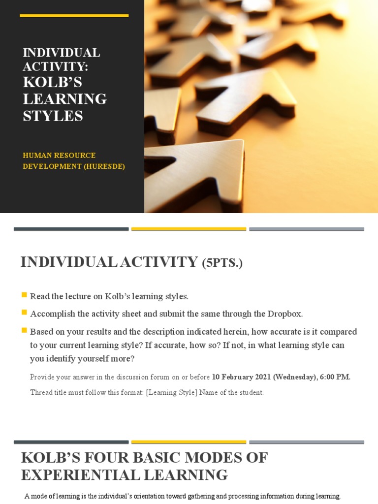 Kolb's Learning Styles Overview | PDF | Learning Styles | Thought