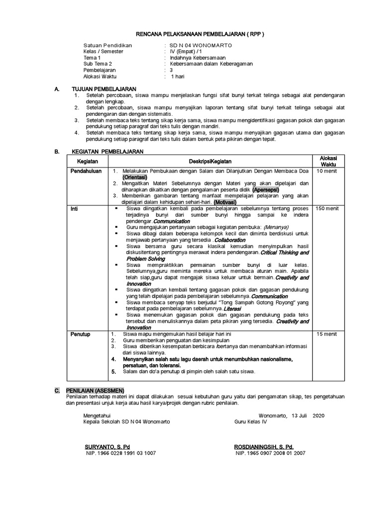 4.1.2.3 - RPP Revisi 2020 (Datadikdasmen - Com) Ok | PDF