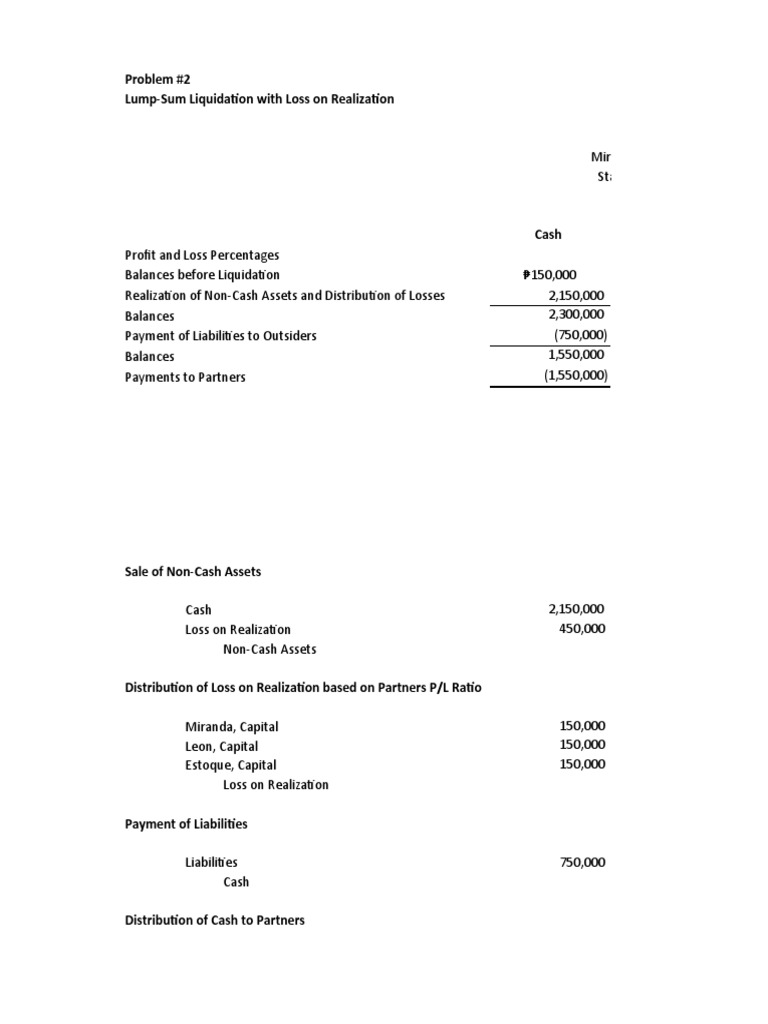 Problem #2 Lump-Sum Liquidation With Loss On Realization | Download Free PDF | Financial ...