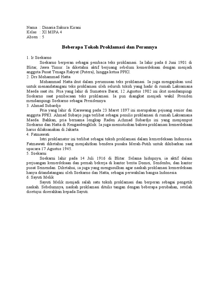 Tokoh Proklamasi dan Perannya | PDF