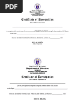 Certificate of Recognition and participation-SLAC | PDF | Educational ...