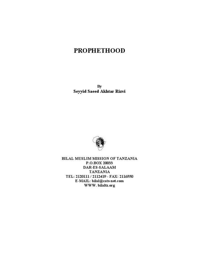 Sayyid Saeed Akhtar Rizvi - Prophet Hood | PDF | Prophets And ...